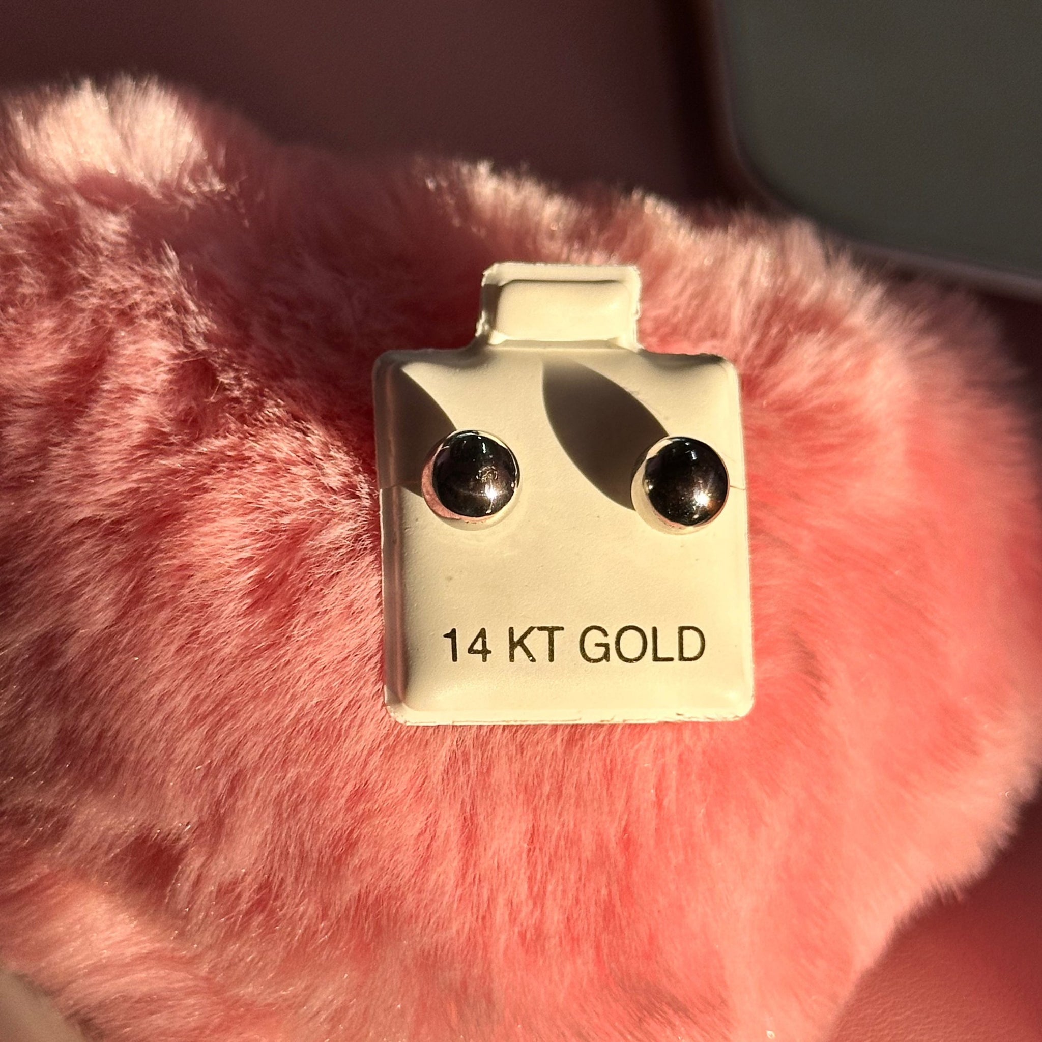 14k White Solid Gold Pinball Earrings