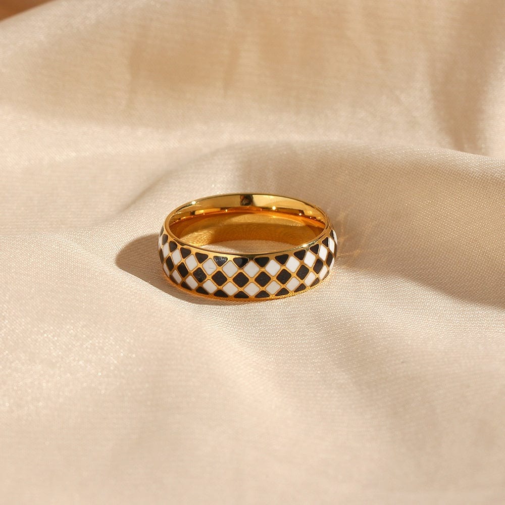 Checker Gold Ring